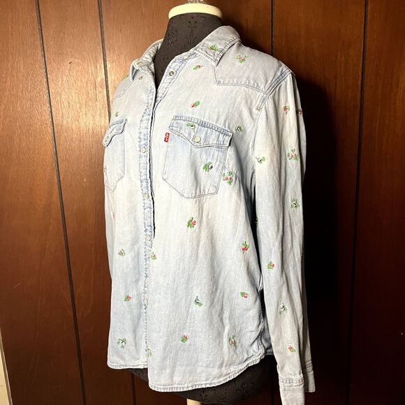 Levi's | Tops | Levis Floral Pearl Snaps Western Button Up Embroidered ...